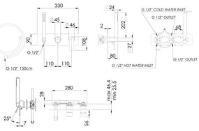 Matně černá podomítková sprchová baterie (3 výstupy) Pax – Sapho