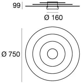 Linea Light CA097DWHWDI Joint_S, bílé stropní svítidlo, 30W LED 3000K, průměr 75cm