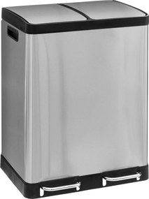 Koš se dvěma přihrádkami Ariane, nerezová ocel, s pedálem, 2 x 30 l