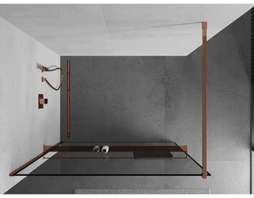 Mexen Kioto+, sprchová zástěna s poličkou a držákem na ručníky 110 x 200 cm, 8mm čiré sklo vzor černý, profil růžové zlato, 800-110-121-60-70