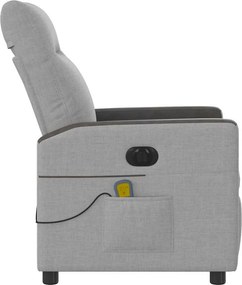 Elektrické masážní polohovací křeslo obláčkově šedé textil 3324044