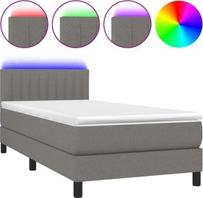 Box spring postel s matrací a LED tmavě šedá 90x190 cm textil 3133278