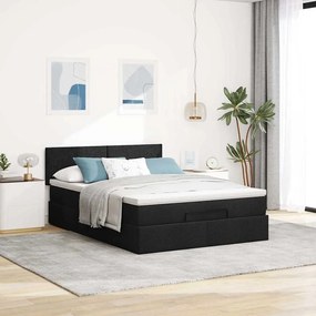 Osmanský postel s matrací černá 140x190 cm textil 3311375