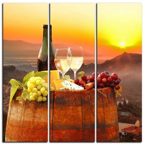 Obraz na plátně - Láhev vína na vinici - čtverec 3152B (105x105 cm)