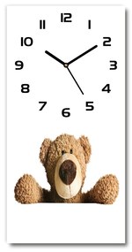 Wallmuralia Nástěnné skleněné hodiny Plyšový medvídek 30x60 cm