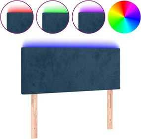 Čelo postele s LED tmavě modré 100x5x78/88 cm samet 3121378