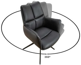 Designová otočná židle Vallerina černá kůže