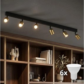 LED Bodové svítidlo TOP 6xGU10/10W/230V zlatá/černá