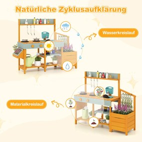 Costway Dětská bahenní kuchyňka s truhlíkem na rostliny a mřížovina Venkovní