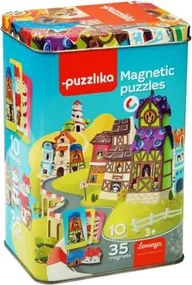 Puzzlika 13470 Magnetické domečky - magnetická hra 35 dílků a 10 předl