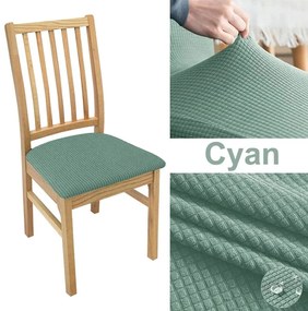 Žakárové vzorované potahy na sedátko jídelní židle (čtverečky) Barva: T1-cyan (tyrkysová)