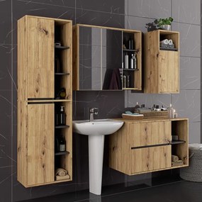 Zrkadlová skříňka VAMI W90 2D 3P LO artisan dub / grafitová