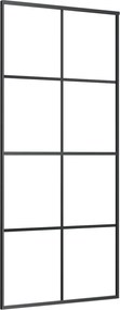 vidaXL Posuvné dveře 90 x 205 cm čiré ESG sklo a hliník [151670] Barva: Černá