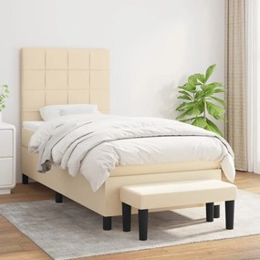 Box spring postel s matrací krémová 90x200 cm textil 3136570