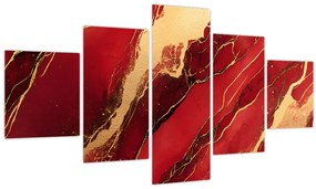 Obraz - Červeno-zlatý mramor (125x70 cm)