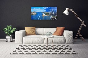 Obraz na plátně Město Moře Domy 125x50 cm