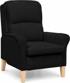 křeslo relaxační, odpočinkové, ušák, dřevo/textil, 101x95x75 cm, přírodní/černá, Dekorino KR20260039