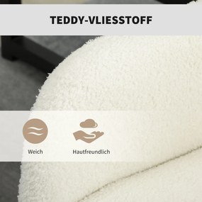 HOMCOM Otočná kancelářská židle na kolečkách, židle ke stolu, fleecová látka, pěna, výškově nastavitelná, home office, krémově bílá