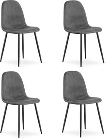 Jídelní židle PADVA VELVET s černými nohami, tmavě šedá