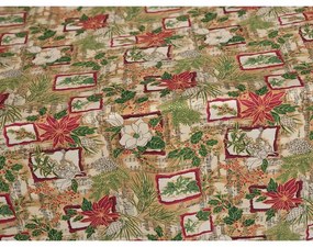SCANquilt ubrus VÁNOCE vánoční hvězda béžovočervená 140 x 180 cm