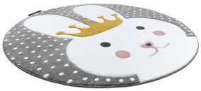 Kulatý koberec PETIT KRÁLÍČEK, šedý velikost kruh 140 cm | krásné koberce cz