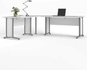 FALCO Rohový psací stůl Office 80400/72 bílá/silver grey