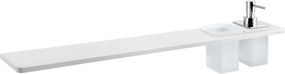 Sapho Abeline - Polička s dávkovačem a sklenkami, délka 80 cm, matná bílá/chrom AE802-0101-02