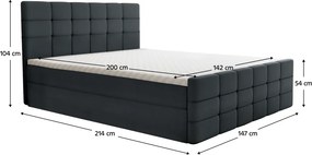 Boxspringová postel, 140x200, šedá, BEST