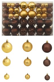 Sada vánočních baněk 100 kusů 3/4/6 cm hnědá/bronzová/zlatá - Default Title