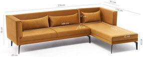 Hanah Home rohová pohovka ARDOSA hořčicová pravá 825BLC1558