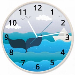 Dětské nástěnné hodiny Na širém oceánu  s tichým chodem a průměrem 32cm