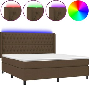 Box spring postel s matrací a LED tmavě hnědá 160x200 cm textil 3138568