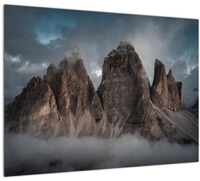 Skleněný obraz - Tři Zuby, Italské Dolomity (70x50 cm)
