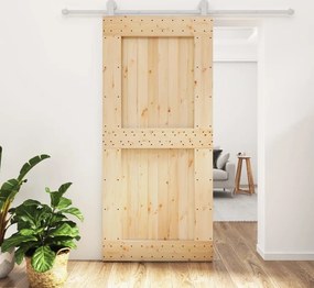 vidaXL Posuvné dveře s kováním 95 x 210 cm masivní borové dřevo [3203114]