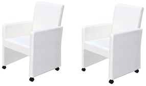 Jídelní židle 2 ks bílé umělá kůže,  60347