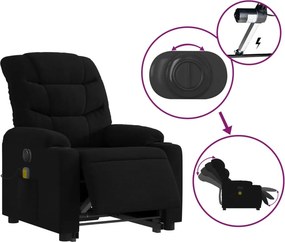 Elektrické zvedací masážní polohovací křeslo černé textil 3206674