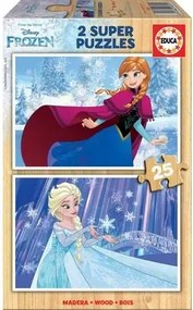 EDUCA Dřevěné puzzle Ledové království / 2x25 dílků / od 3 let
