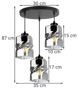 Light for home - Moderní LED závěsné svítidlo se skleněnými stínidly NIKI 2195/3/OW, 3x60W, E27, Černá