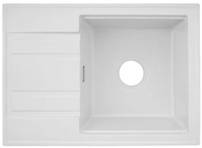 Gamma Modern 6040, 1-komorový granitový dřez 580x420x185 mm s krátkým odkapávačem, bílá, GMA-ZM-6040-WH