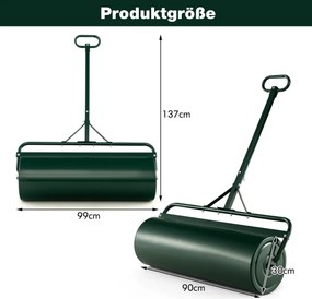 Costway Válec na trávu z kovu, válec na trávu k tlačení nebo tahání, zelený