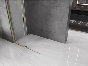 Mexen Velar, sprchová zástěna s posuvnými dveřmi Walk-in 90 x 200 cm, 8mm sklo námraza, zlatá lesklá, 871-090-000-33-50