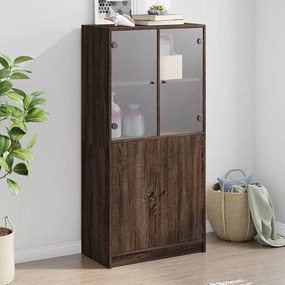 Highboard s dvířky hnědý dub 68 x 37 x 142 cm kompozitní dřevo