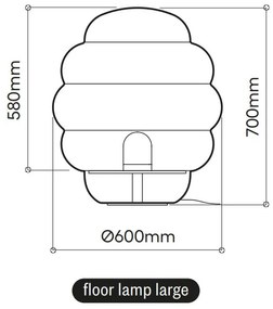 Bomma Luxusní stojací lampa Blimp large, ø 60 cm Barva skla: černá montura, amber