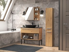 Koupelnový sloupek s košem na prádlo NEL IV dub artisan