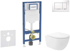 Geberit Duofix - Set předstěnové instalace, klozetu Oudee Vortex a sedátka softclose, tlačítko Sigma20, bílá/chrom SANI11CA3175B