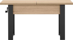 Rozkládací polohovací konferenční stolek HOGO 3v1 | 120-157x62,5-74,5x67 cm | síla horní desky 32 mm | dub sonoma/černé nohy