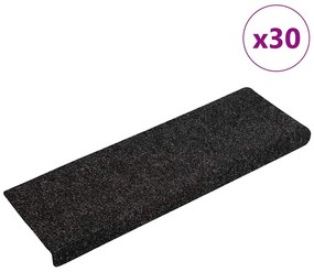 Schodové rohože samolepicí 30 ks 65 x 21 x 4 cm černé s obdélníkovým okrajem 3365693
