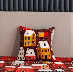 Mikroplyšový povlak na polštářek SNOWY VILLAGE 45x45 cm, barevný