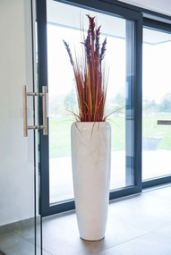 Exkluzivní květináč CAVITA, sklolaminát, výška 97 cm, bílý mramor, lesk