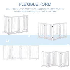 PawHut Freestanding Dog Barrier Gate s nohama 220 x 91 cm Dřevěná brána pro psy Bezpečnostní brána pro schody Dveřní ochranná brána pro schody, dveře…